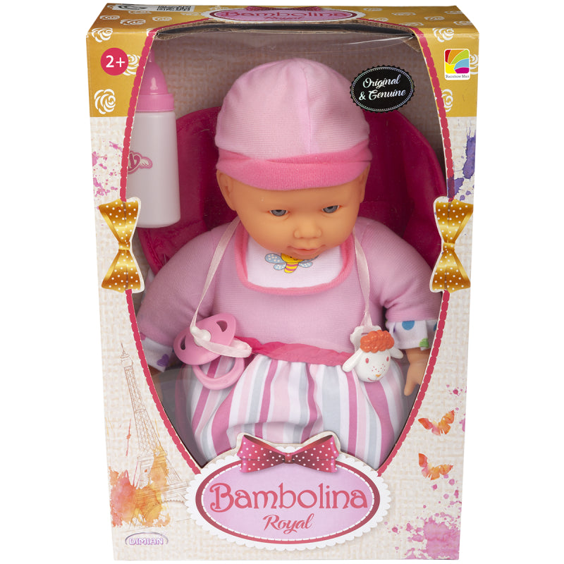 Explore our large variety of products with Bambolina Royal Baby Doll With Carrier - 30 cm - Pink