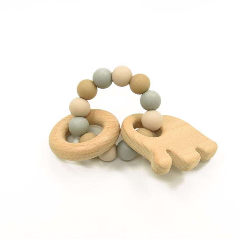 Luqu Silicone Wood Teether- Elephant | Zrafh Store KSA