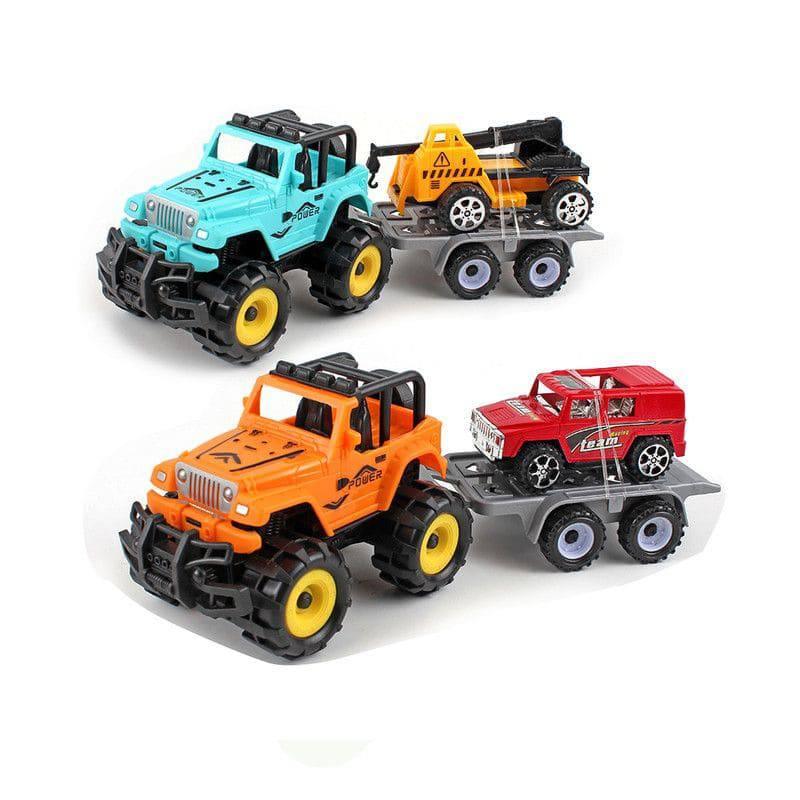 تسوق أفضل منتجات الأطفال مع فاميلي سنتر طقم سيارات دف مع مقطورة - 4 قطع - 10-2359394