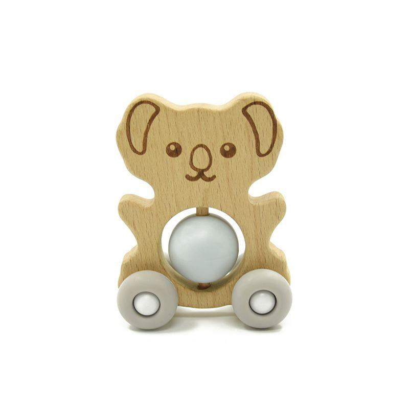 Luqu Silicone Wood Teether- Wheelie Toy | Zrafh Store KSA